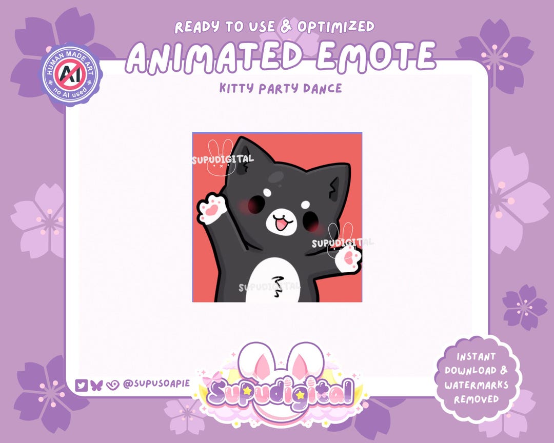 Cat Dance Twitch Emote Funny Party Animated Emotes Tuxedo Kitty ...