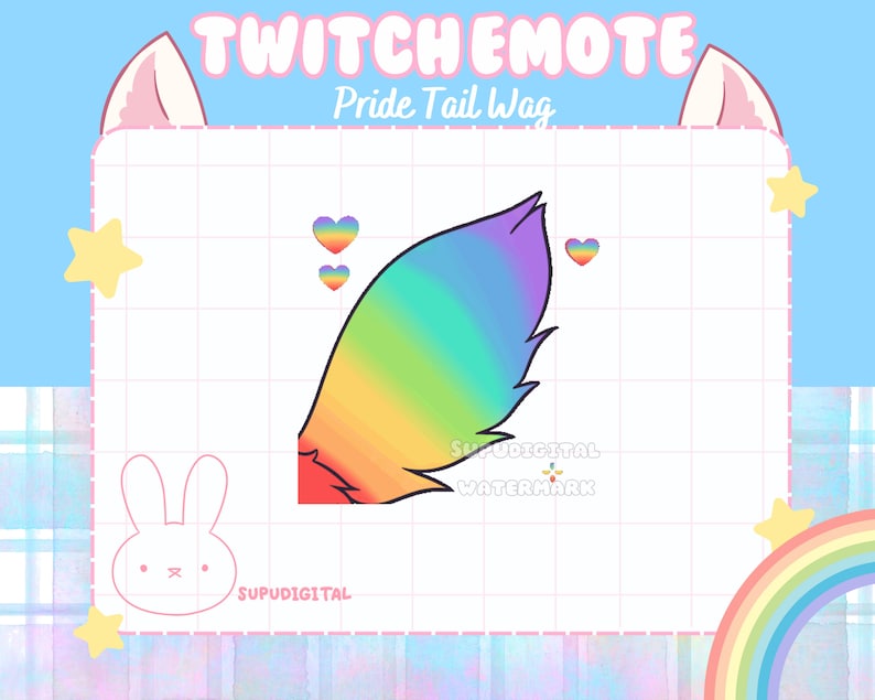 ANIMATED Pride Rainbow Tail Wag Twitch Discord Streamer Emote - Etsy