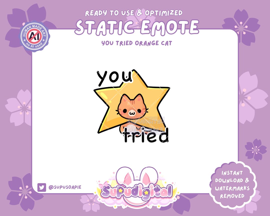 Funny Twitch Emote, You Tried Star Meme Emote, Kawaii Cute Ginger ...