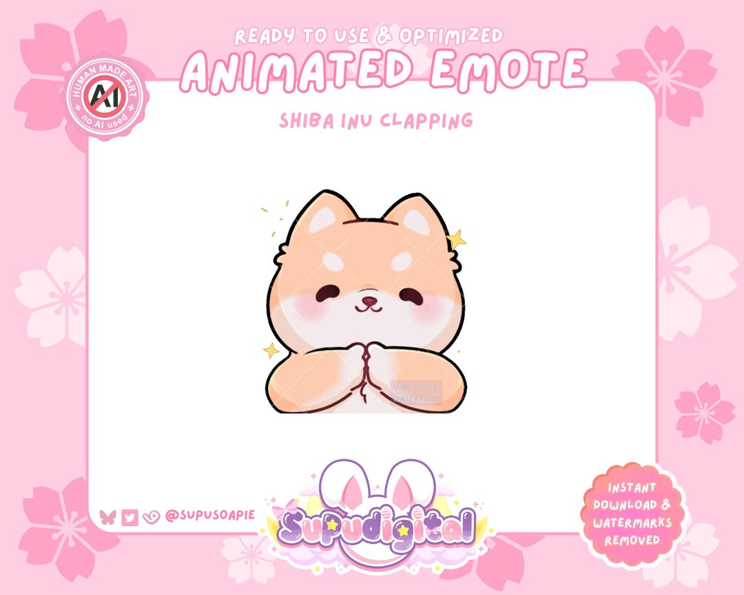 Shiba Inu Twitch Emote, Funny Clapping Emote, Cute ANIMATED Emote ...