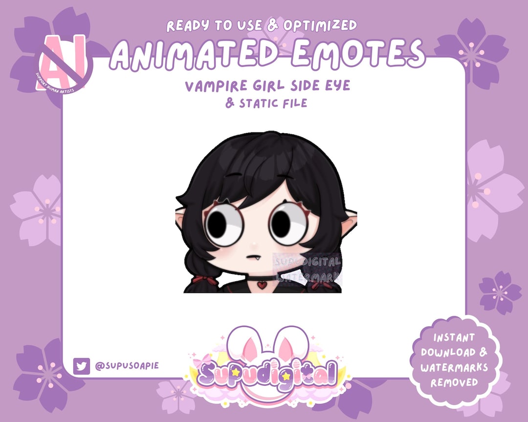 ANIMATED Vampire Girl Twitch Emote, Side Eye Emote, Halloween Witch ...