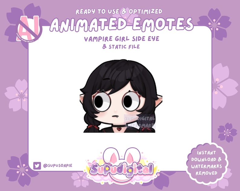 ANIMATED Vampire Girl Twitch Emote, Side Eye Emote, Halloween Witch ...