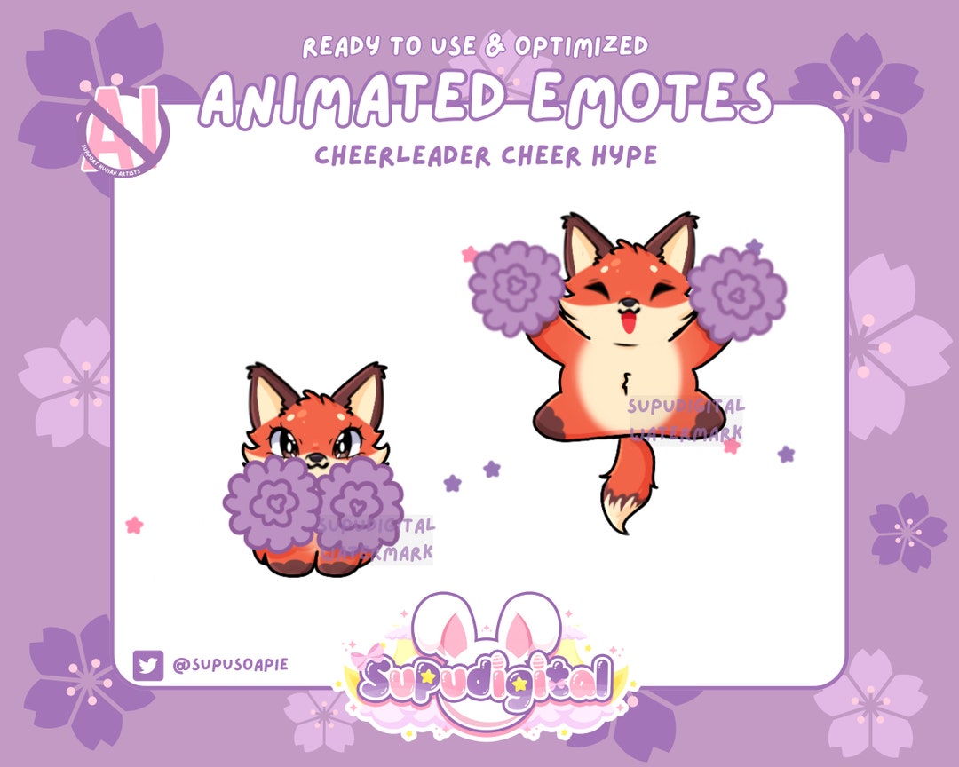ANIMATED Twitch Emote Orange Fox Cheer Hype Celebrate Raid POG ...