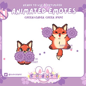 ANIMATED Twitch Emote Orange Fox Cheer Hype Celebrate Raid POG ...