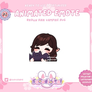 ANIMATED Vampire Girl Twitch Emote, Brown Hair Eyes Girl Hug Cuddle ...