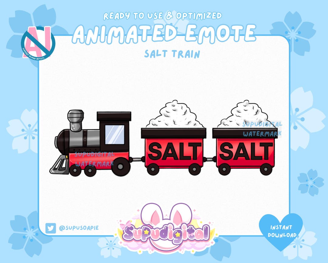 Funny ANIMATED Twitch Emote Salt Salty Train Emote | Twitch Discord Sticker Youtube GIF Kick ...