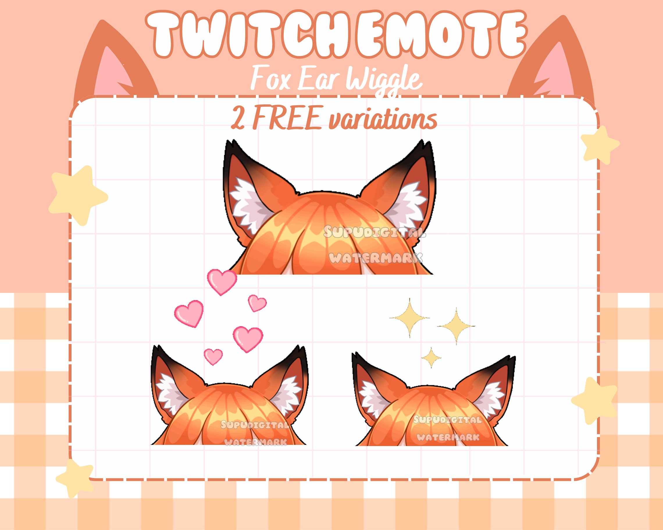 ANIMATED Fox Orange Ear Wiggle Twitch Discord Streamer Emote | FREE ...