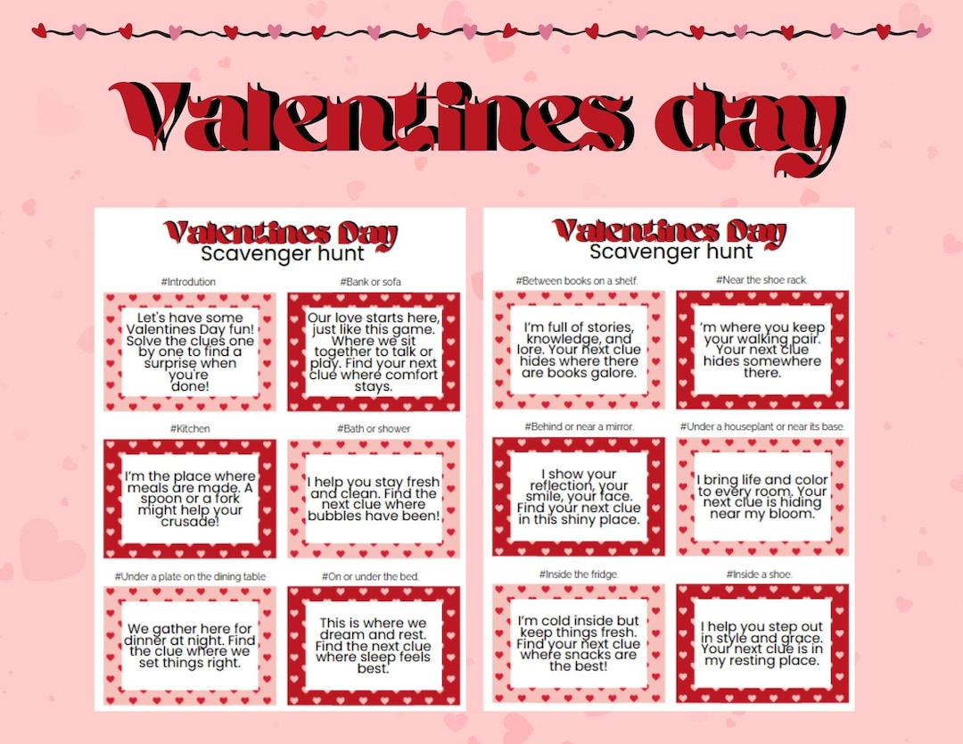 Valentine's Day Scavenger Hunt - Fun Printable Game for Kids and Adults ...