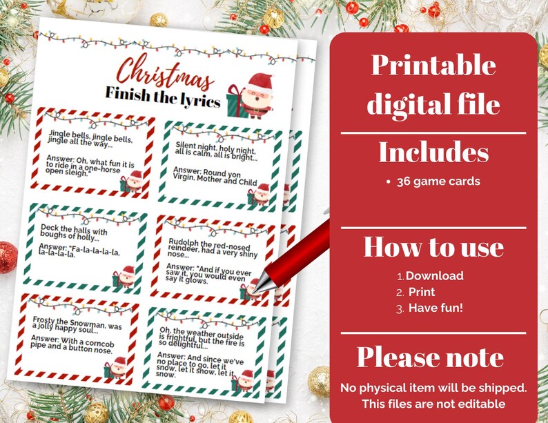 Fun Printable Family Christmas Game for Kids and Adults - Finish the ...