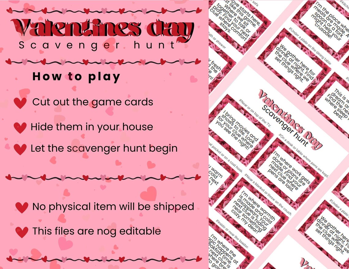 Valentine's Day Scavenger Hunt - Fun Printable Game for Kids and Adults ...