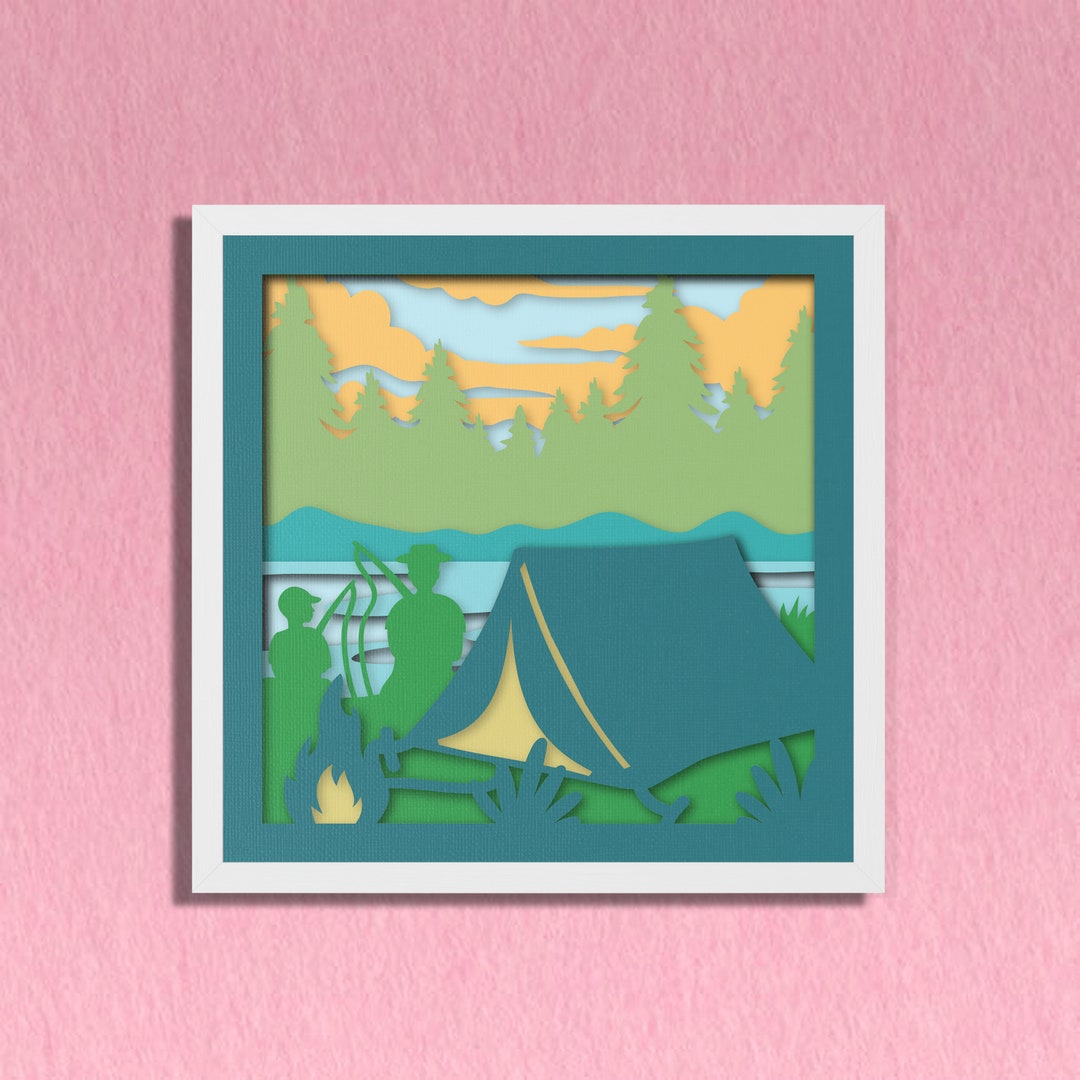Fishing With Dad 3D Shadow Box Papercut Let's Go Camping - Etsy