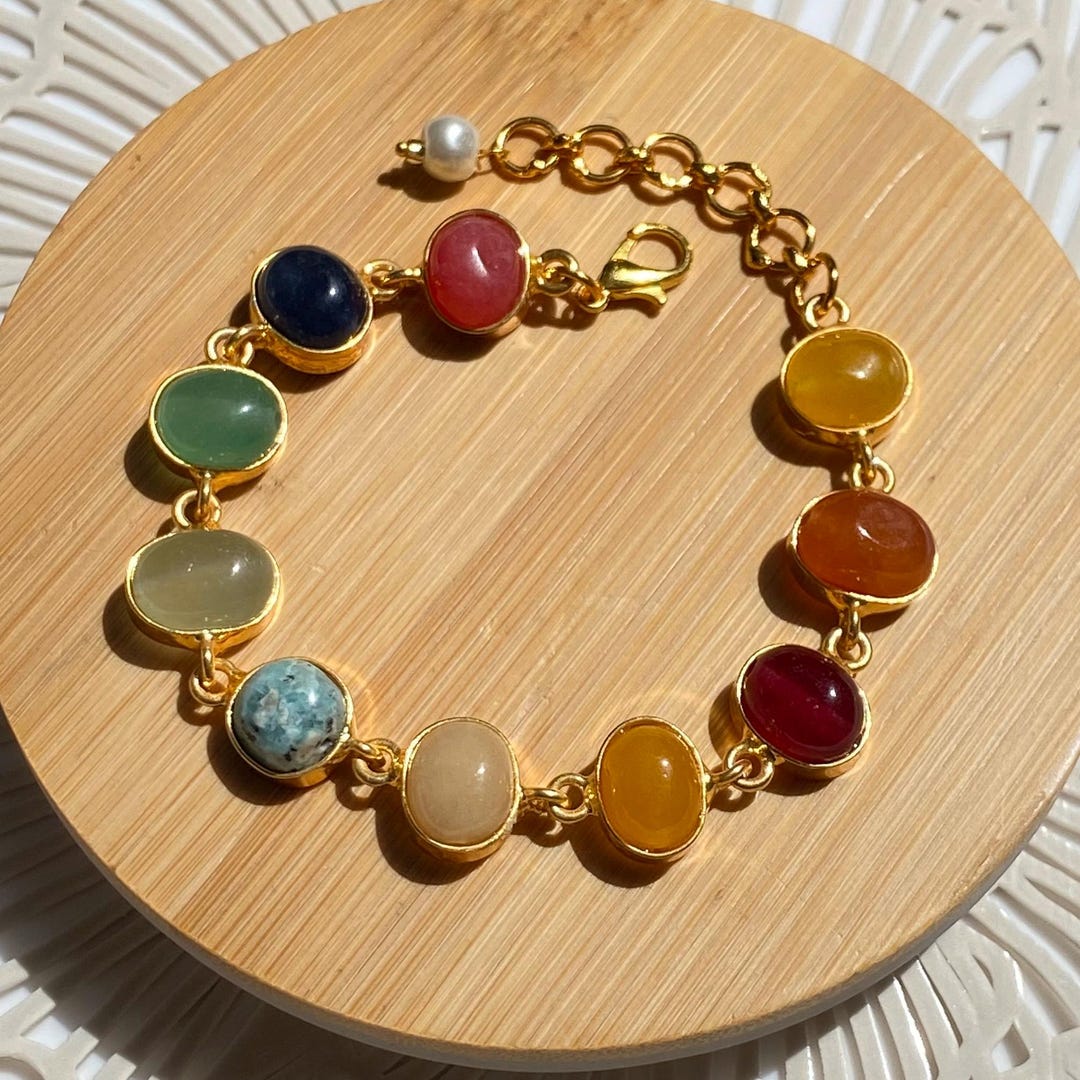 Multicolor Gemstone Bracelet Bead Dainty Jewelry Handmade Natural Stone ...