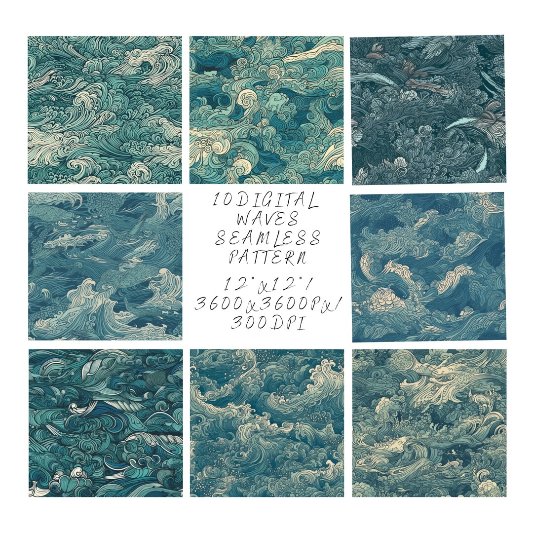 Seamless Waves Pattern Digital / Download / Seamless Pattern / - Etsy