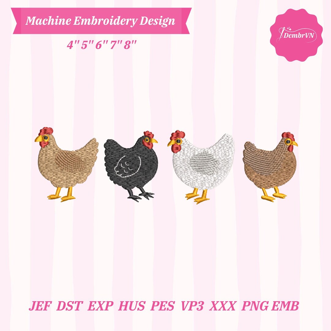 Chicken Embroidery Design Bundle, Farmhouse Hen Embroidery, Rustic ...