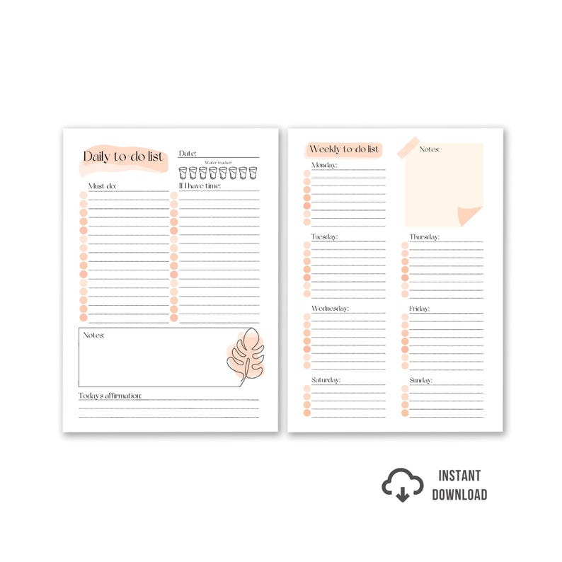 To Do List Printable PINK Checklist Simple Task Digital Download To-do ...