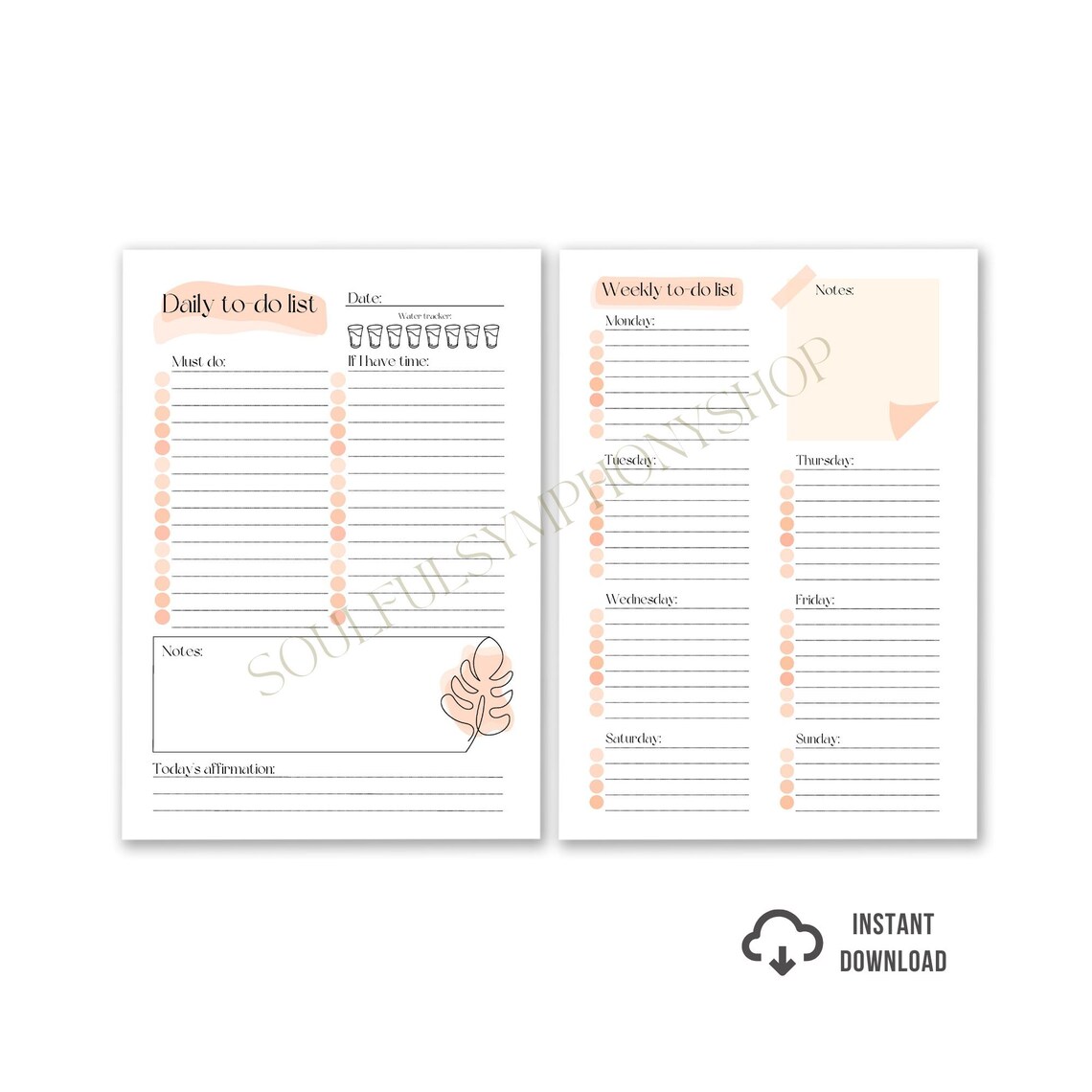 To Do List Printable PINK Checklist Simple Task Digital Download To-do ...