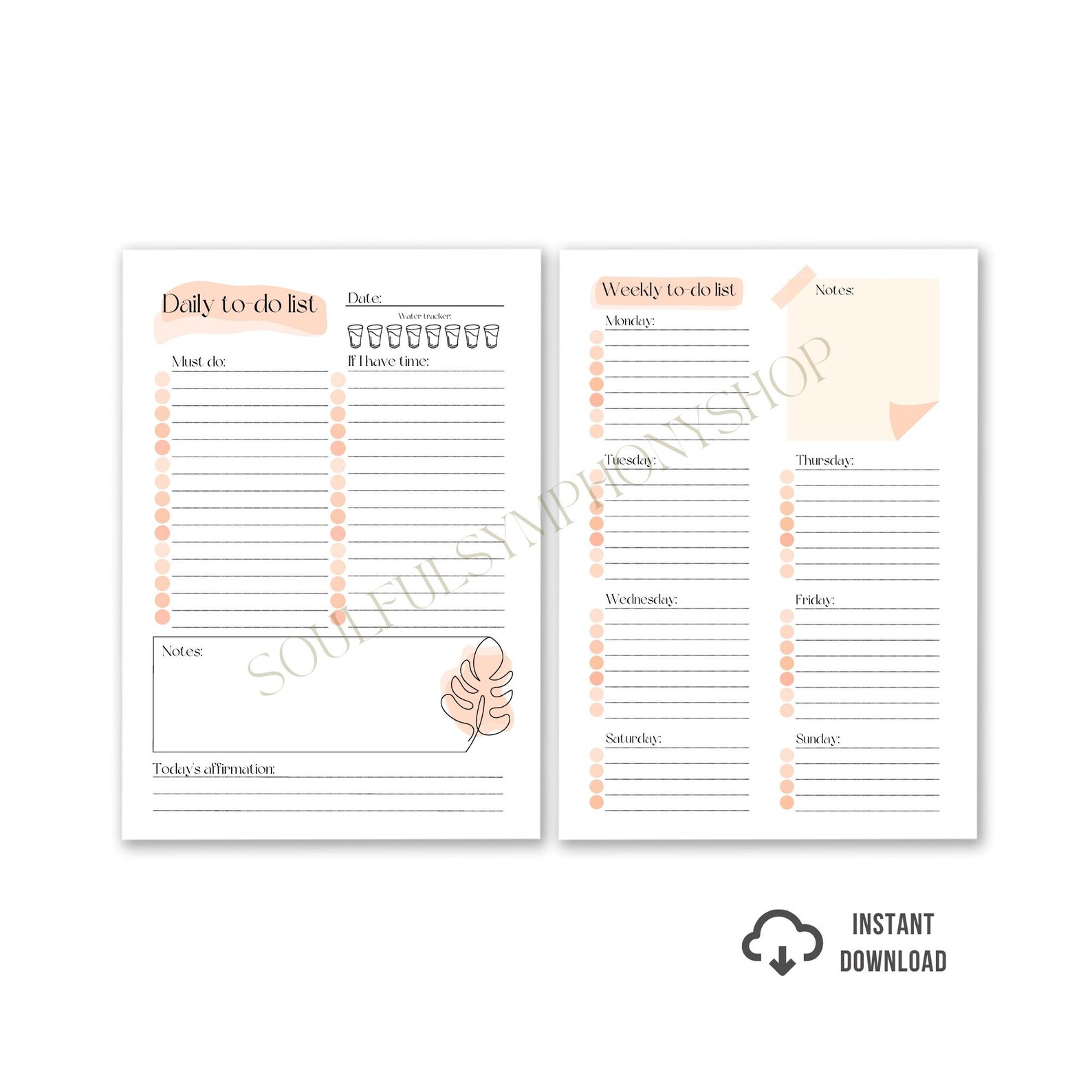 To Do List Printable PINK Checklist Simple Task Digital Download To-do ...