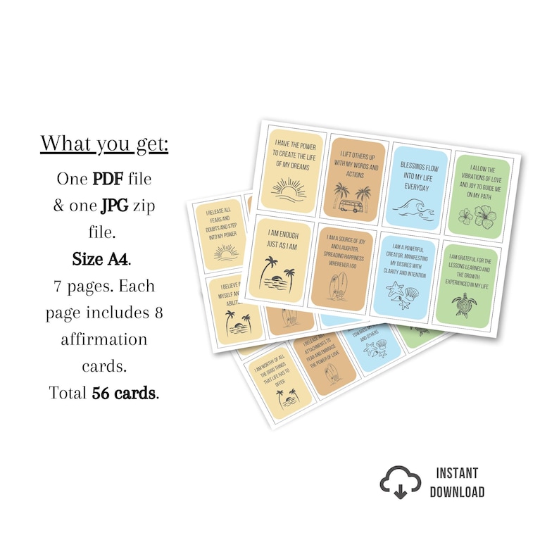 Positive Affirmation Deck Printable Set Law of Attraction Vision Board ...