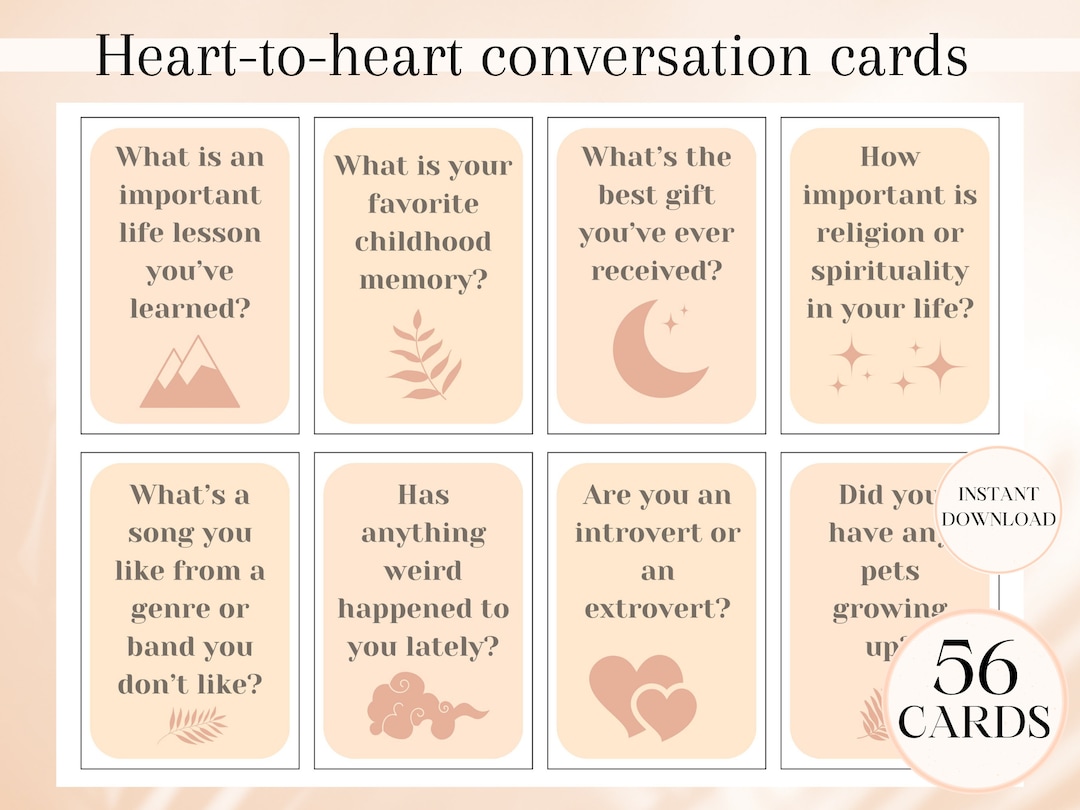 Conversation Card Adult Game Printable Friendship Couple - Etsy