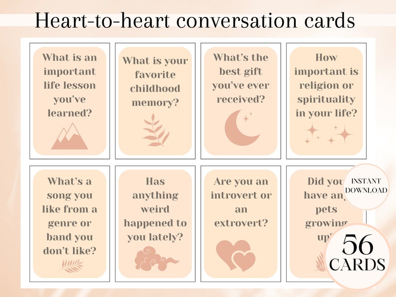 Conversation Card Adult Game Printable Friendship Couple - Etsy