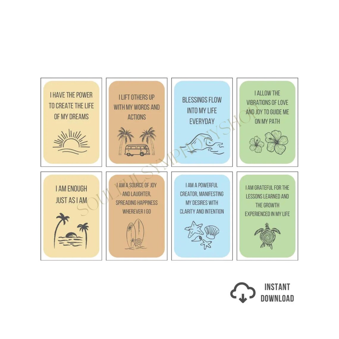 Positive Affirmation Deck Printable Set Law of Attraction Vision Board ...