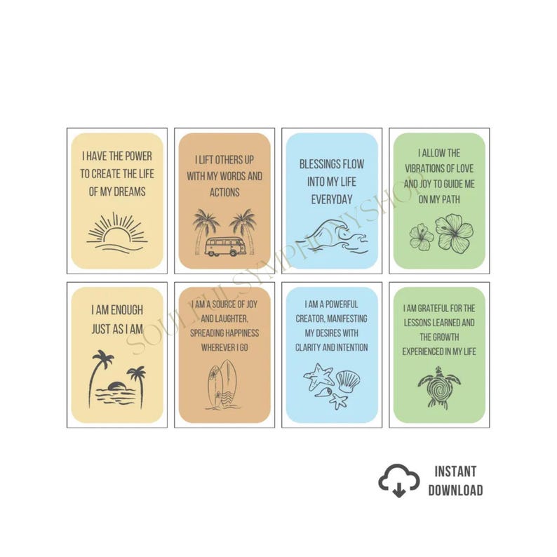 Positive Affirmation Deck Printable Set Law of Attraction Vision Board ...