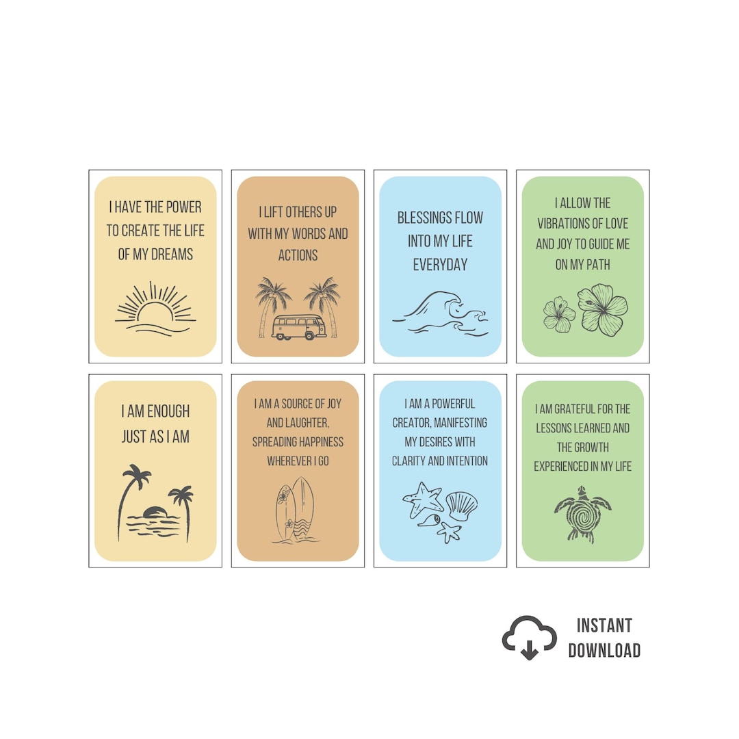 Positive Affirmation Deck Printable Set Law of Attraction Vision Board ...