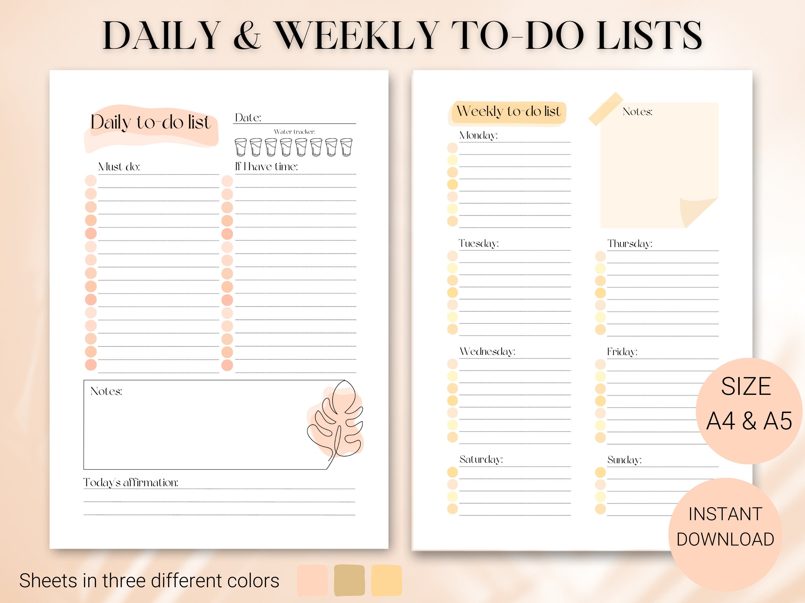 To Do List Printable PINK Checklist Simple Task Digital Download To-do ...