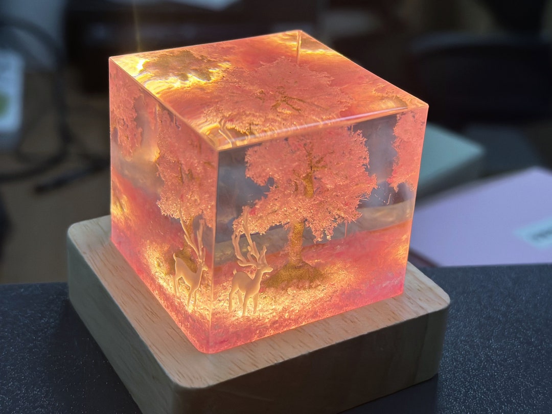 Handmade Resin Gifts, Epoxy Resin Art,square Ornaments,smll Lamp,table ...