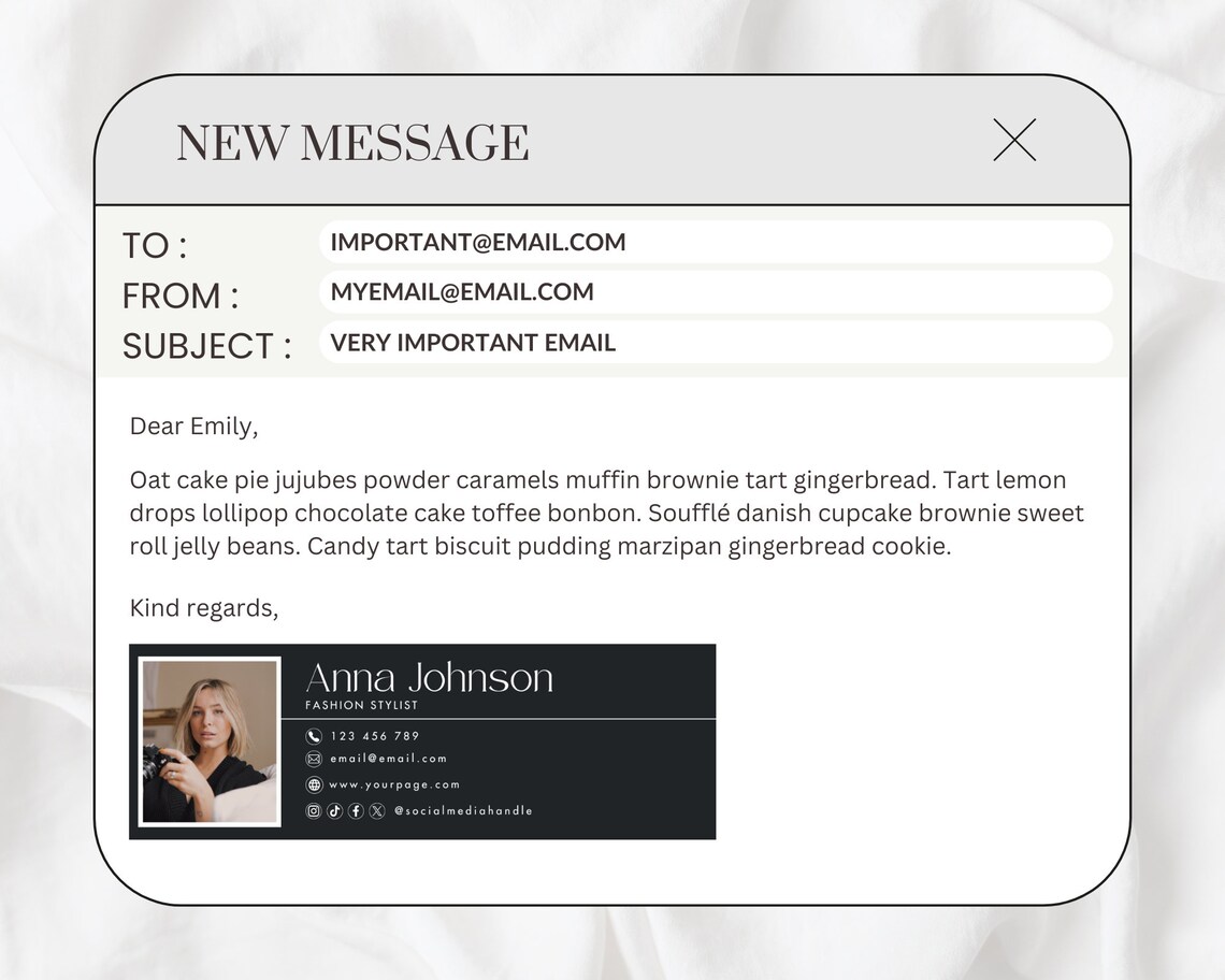 Email Signature Template Canva, Black Editable Signature Template ...