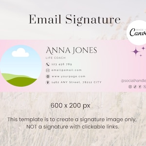 Purple Email Signature Template Canva, Editable Image Signature ...