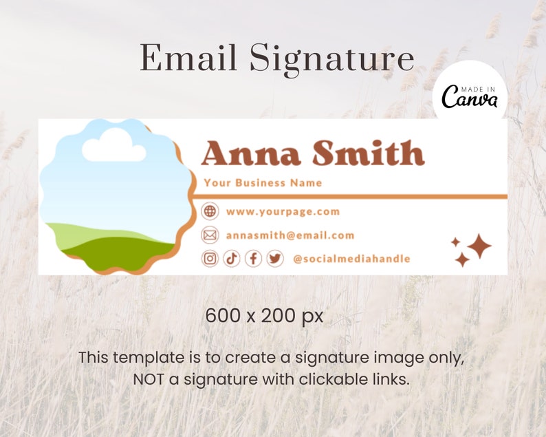 Retro Email Signature Canva Template, Editable Signature Template ...