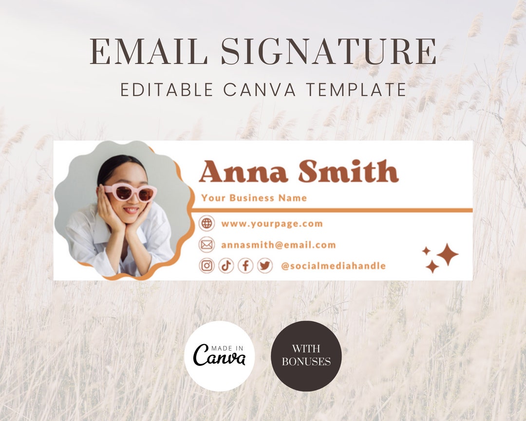 Retro Email Signature Canva Template, Editable Signature Template ...