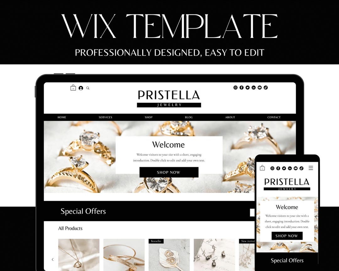 Wix Template in Black and White, Elegant Wix Website Template for ...