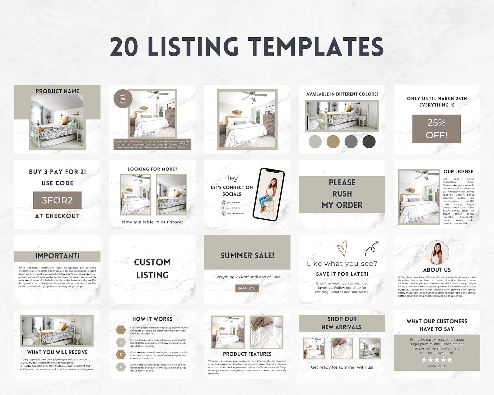 Etsy Banner Template, Scandi Etsy Shop Kit With Listing Photo Templates ...