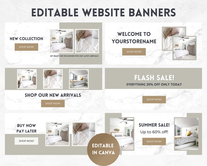 Scandi Website Banner Temaplate, Canva Web Banner, DIY Web Banner ...