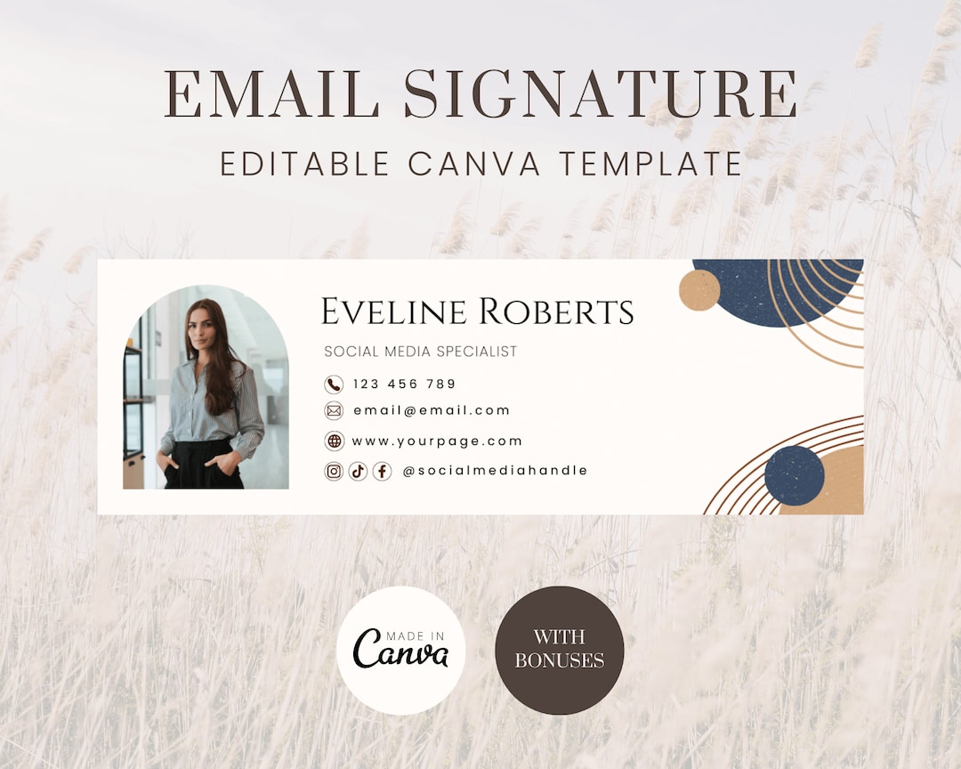 Email Signature Canva Template, Boho Editable Signature Template, Gmail ...