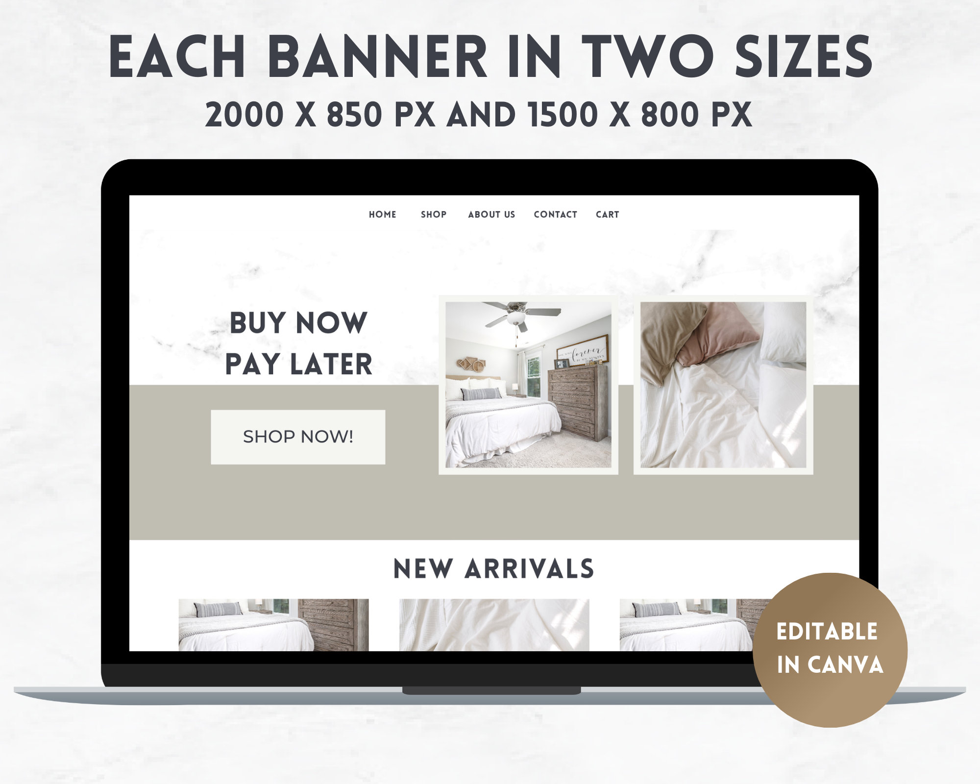 Scandi Website Banner Temaplate, Canva Web Banner, DIY Web Banner ...