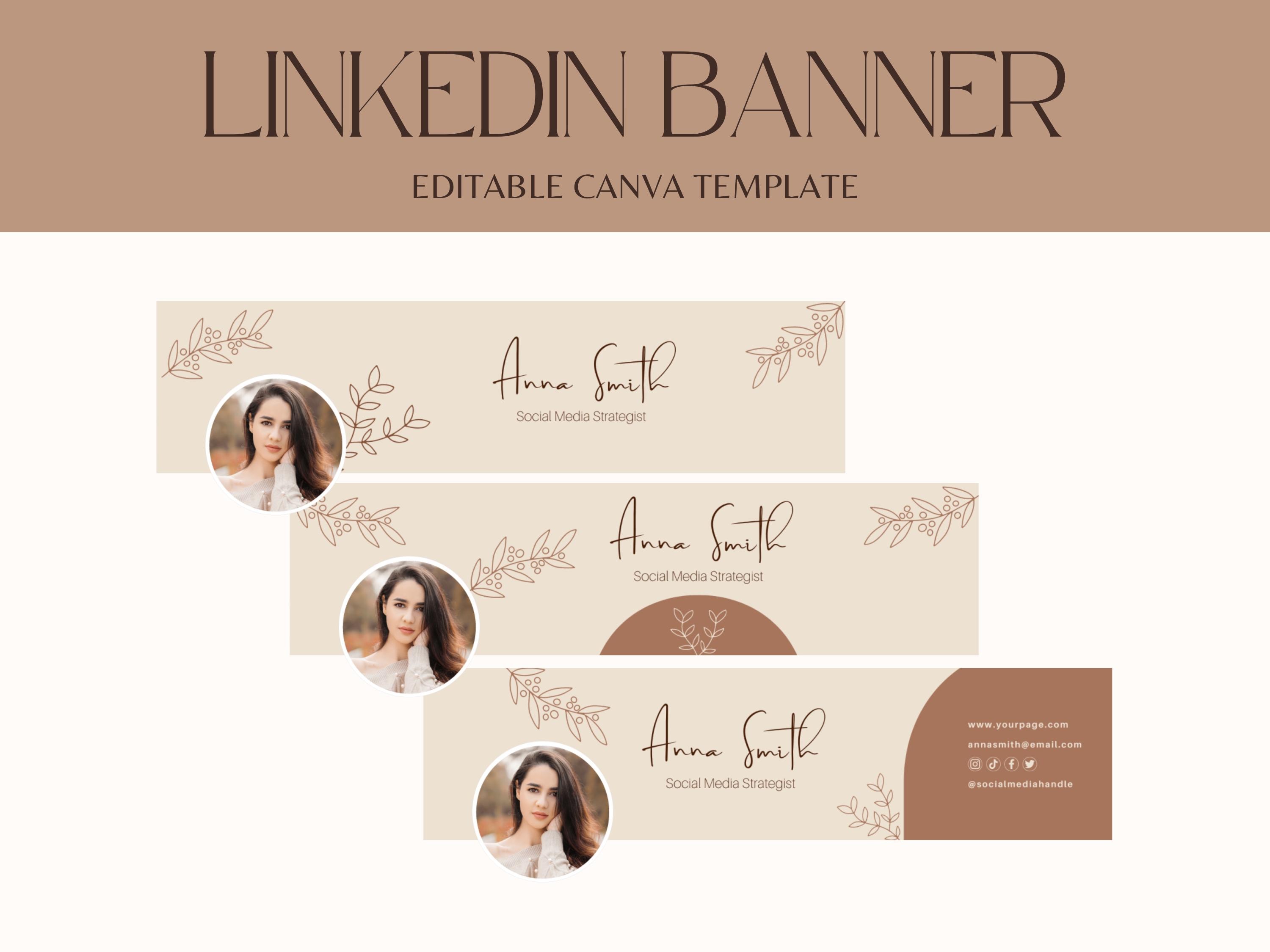 Linkedin Banner, Cozy Linkedin Background, Beige Botanical Linkedin ...