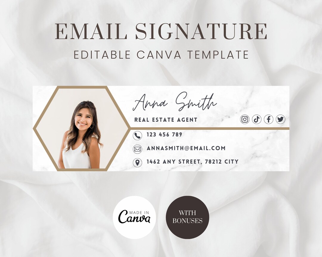 Email Signature Canva Template, Editable Gmail Signature Template ...