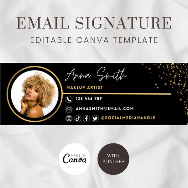 Elegant Email Signature Template Canva, Editable Image Signature, Gmail ...