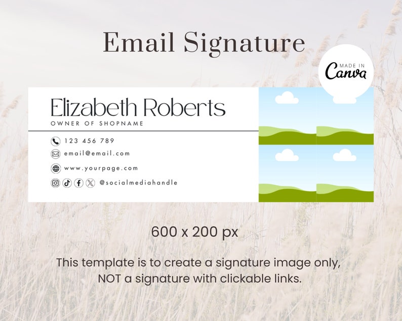 Email Signature Template Canva, Photo Grid Editable Signature Template ...