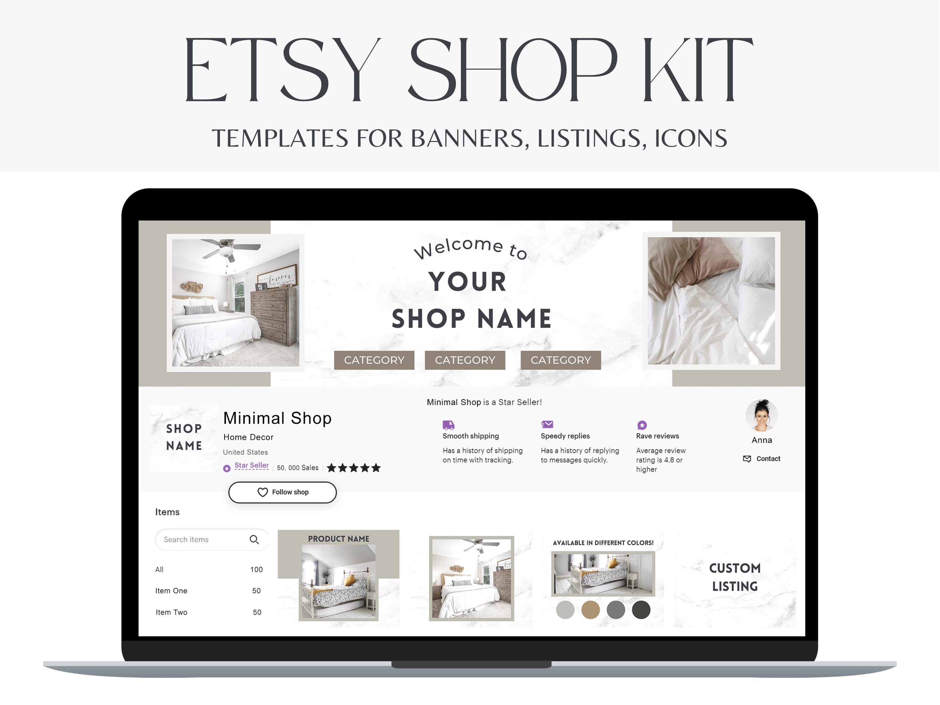 Etsy Banner Template, Scandi Etsy Shop Kit With Listing Photo Templates ...