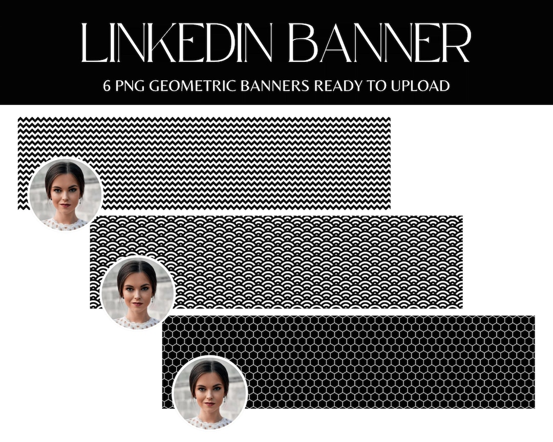 Linkedin Banner, Black and White Linkedin Background, Geometric Linkedin Header, Personal ...