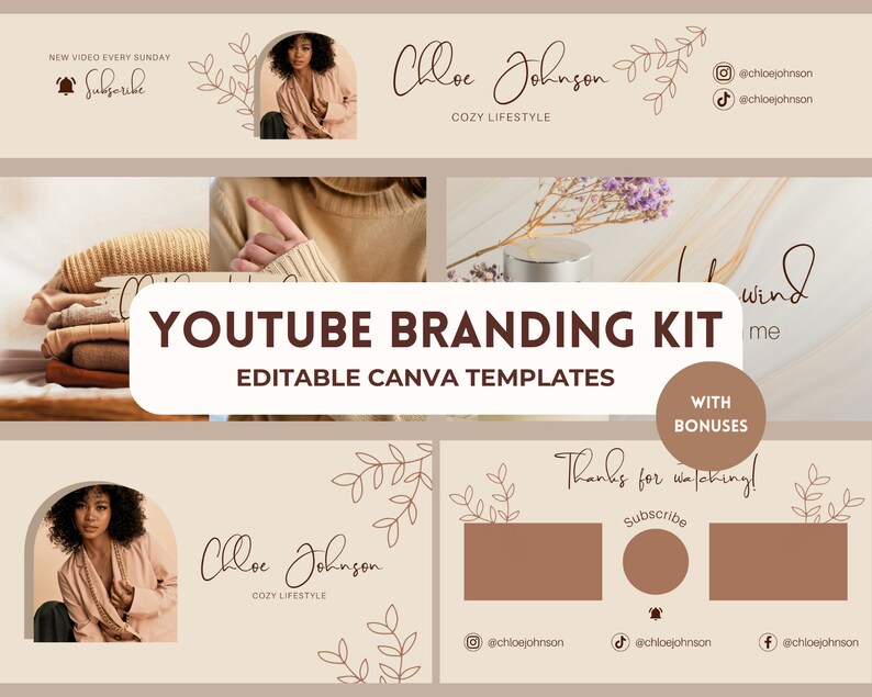 Beige Youtube Branding Kit, Neutral Youtube Banner, Animated Youtube ...