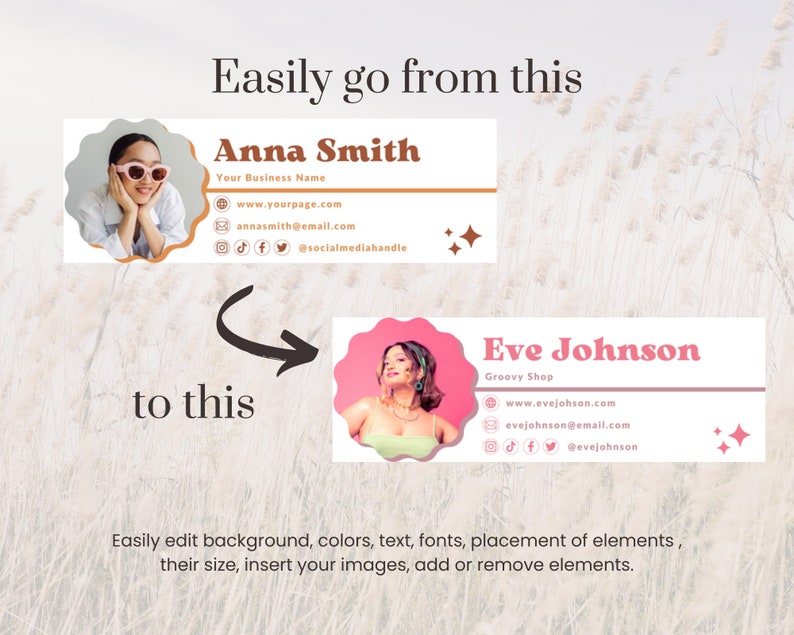 Retro Email Signature Canva Template, Editable Signature Template ...