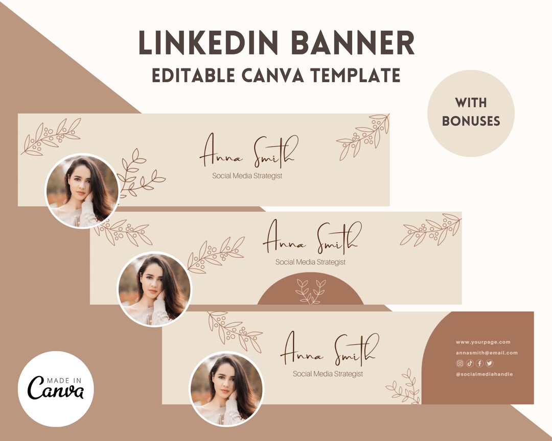 Linkedin Banner, Cozy Linkedin Background, Beige Botanical Linkedin Header, Personal Branding ...