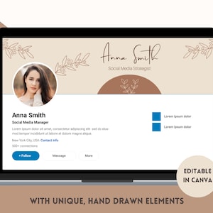 Linkedin Banner, Cozy Linkedin Background, Beige Botanical Linkedin ...