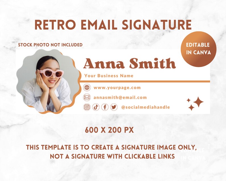 Retro Email Signature Canva Template Editable Signature - Etsy