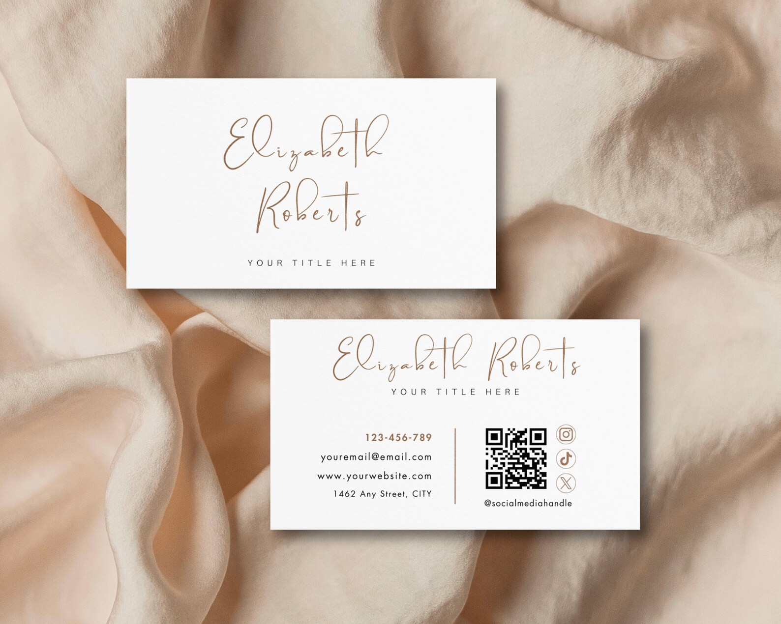 Handwriting Business Card Template With QR Code, Printable Business ...